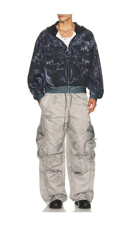 We11Done Tattoo Printed Zip Up Hoodie In . Also