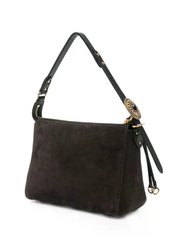 Etro Logo-plaque Suede Shoulder Bag - Brown