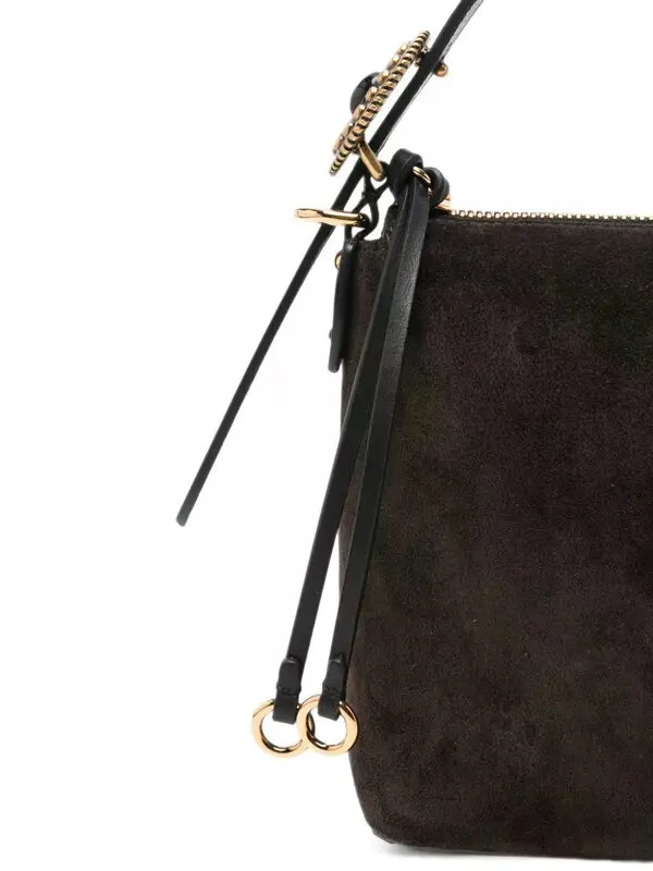 Etro Logo-plaque Suede Shoulder Bag - Brown