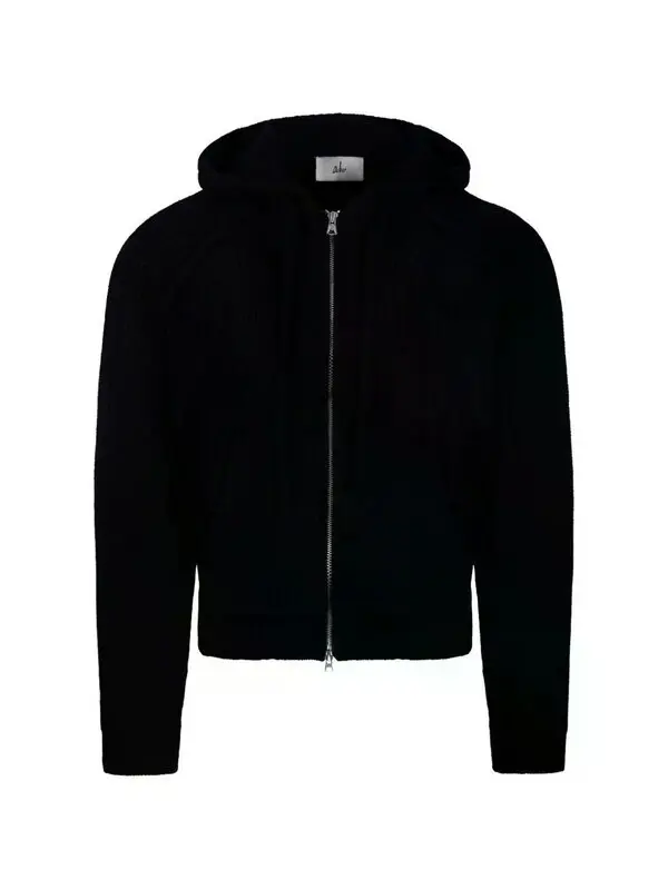 DUNST Ribbed-knit Zip-up Hoodie