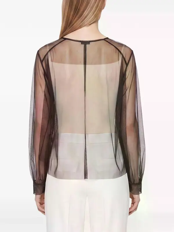 FORTE_FORTE Sheer Tie-neck Shirt