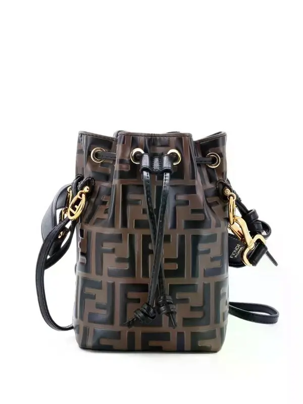 Fendi Mon Tresor Zucca Embossed Leather Mini Bucket Bag