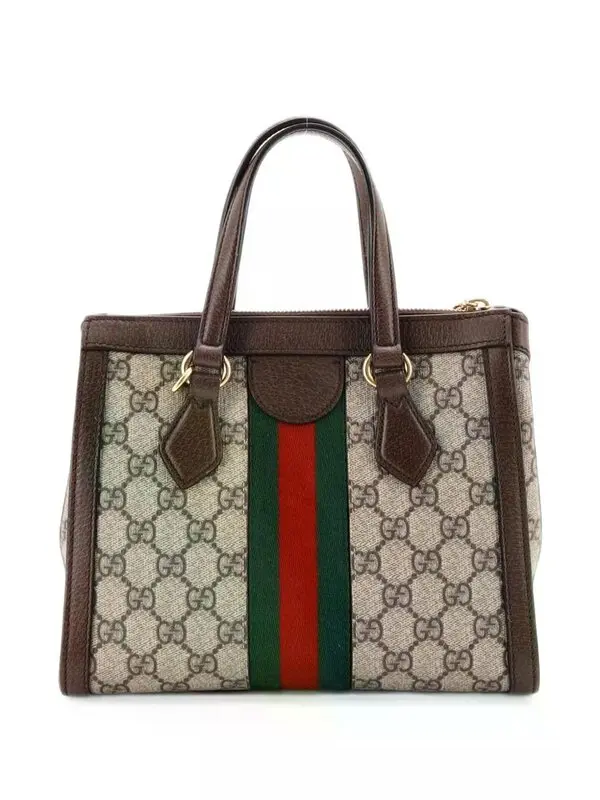 Gucci Ophidia Top Handle Gg Coated Canvas Small Tote Bag - Brown