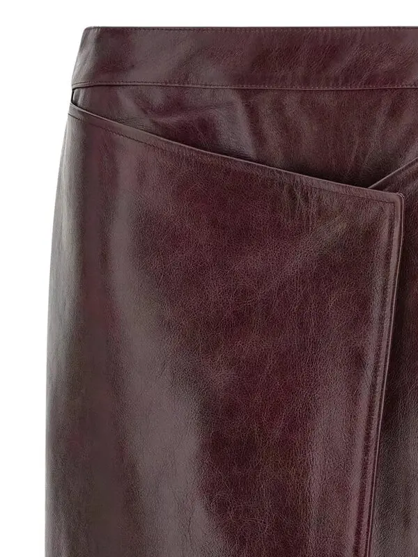 ARMARIUM Ember Asymmetric Leather Midi Skirt - Red