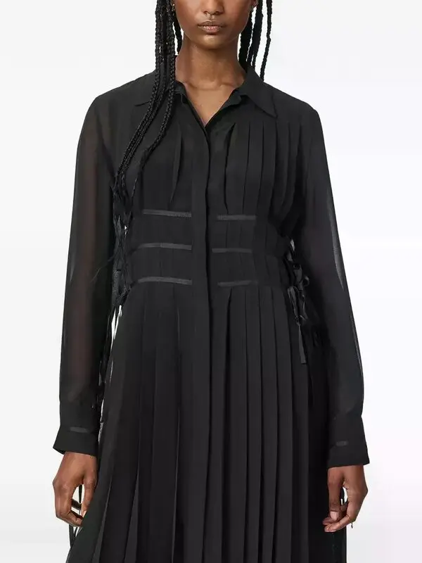 ALLSAINTS Pleated Semi-sheer Dress