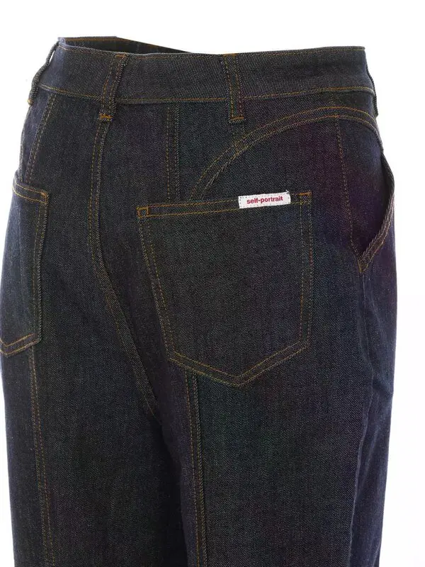 SELF-PORTRAIT High-waisted Flared Jeans - Blue