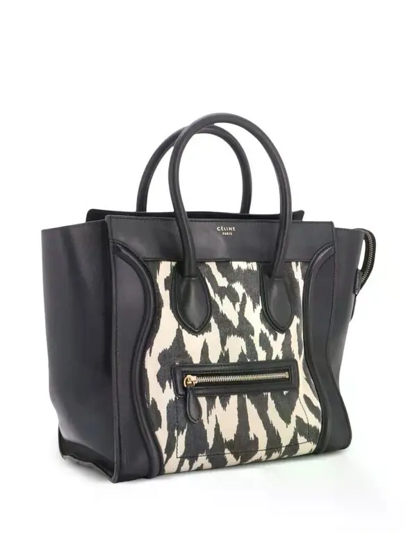 Celine Luggage Bag Printed Canvas And Leather Mini Satchel