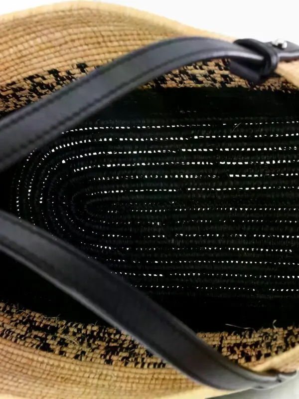 Loewe Square Basket Woven Raffia Small Tote Bag - Black