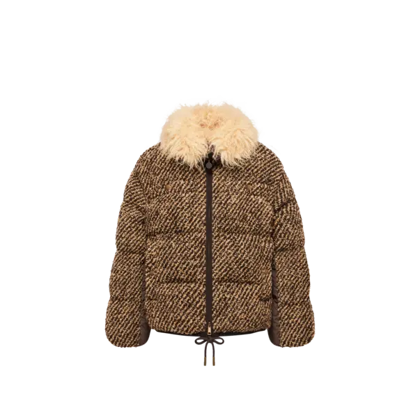 Moncler Dynamique Bouclé Short Down Jacket - Brown