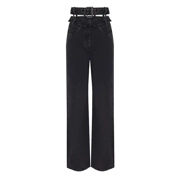 IN.K II Belted High-waisted Wide-leg Jeans