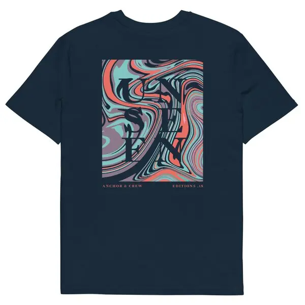 ANCHOR & CREW Navy Eighteen Unseen Editions Organic Cotton T-shirt - Blue