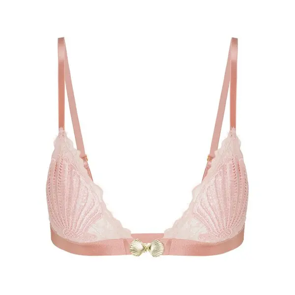 EMPRESS MIMI Venus Lace Bralette With Shell Detail And Front Clasp - Pink
