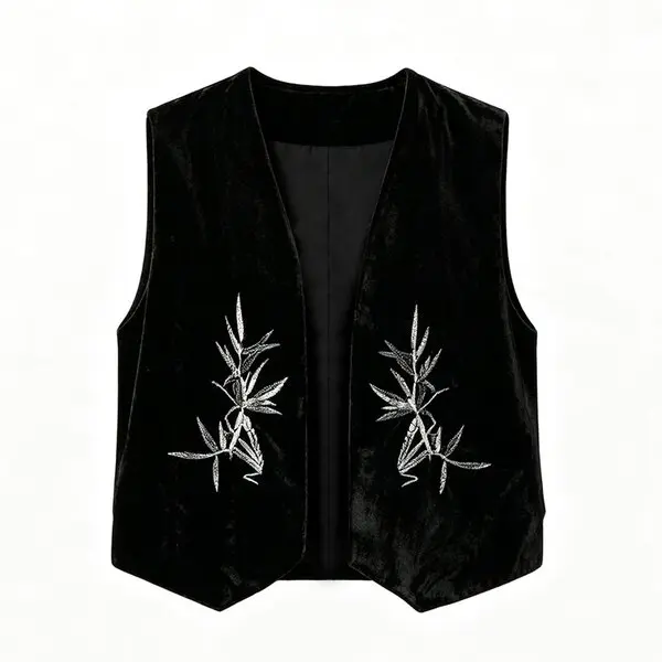 SILKINC Silk Velvet Embroidered Vest