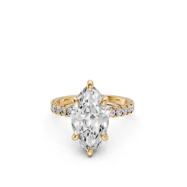 AYA FINE JEWELRY 4 Carat Cecile Marquise Cut Lab Grown Diamond Pave Engaget Ring In Gold - Yellow