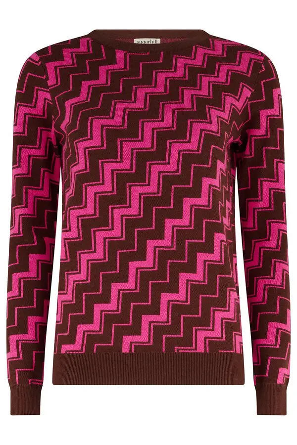 SUGARHILL BRIGHTON Rowena Sweater Berry Diagonal Stripe - Pink