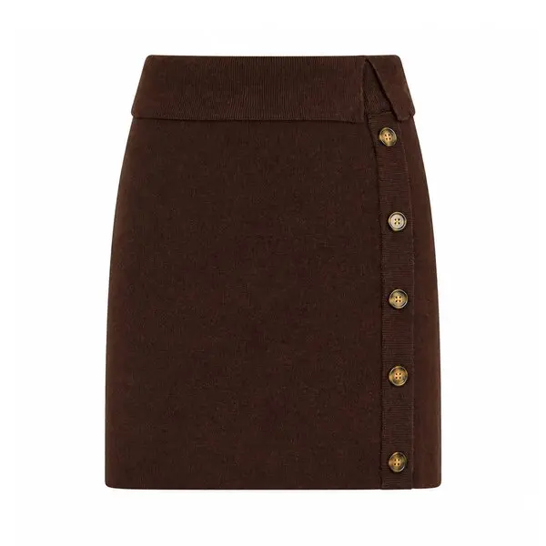 YUMI Knitted Mini Skirt With Buttons