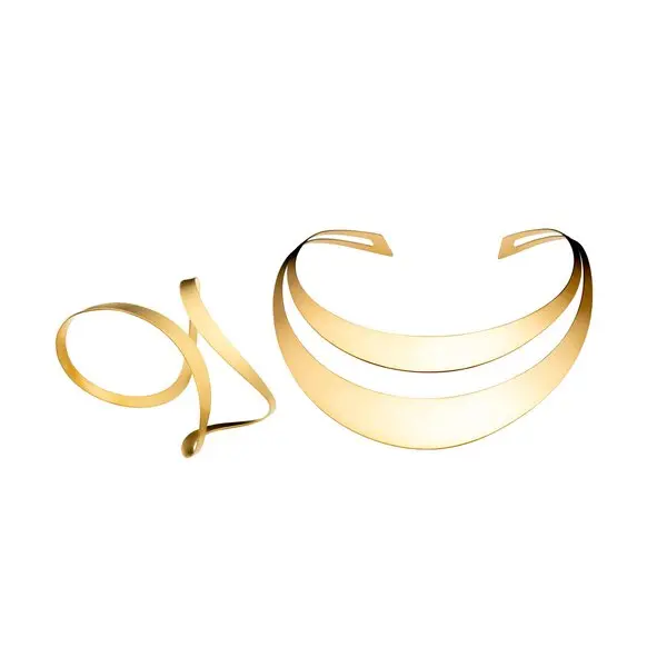 HOTA HOTA JEWELLERY Inception Matte Necklace & Palm Cuff Set Plated