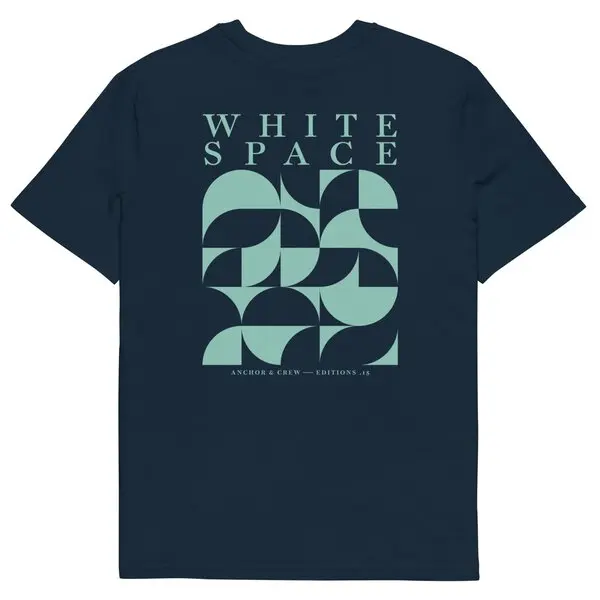 ANCHOR & CREW Navy Fifteen White Space Editions Organic Cotton T-shirt - Blue