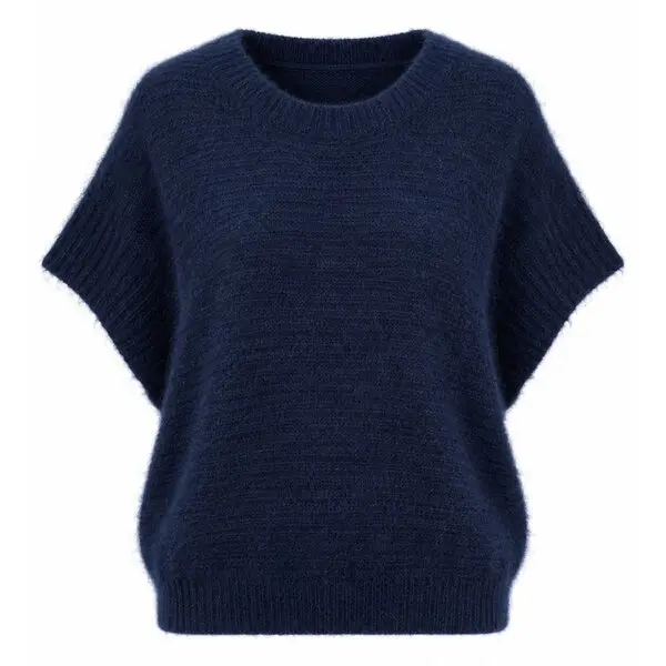 LUELLA FASHION Moffat Mohair Blend Poncho Navy - Blue