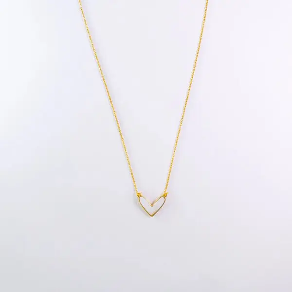SARAS FINE JEWELLERY Parisa White Heart Necklace - Gold