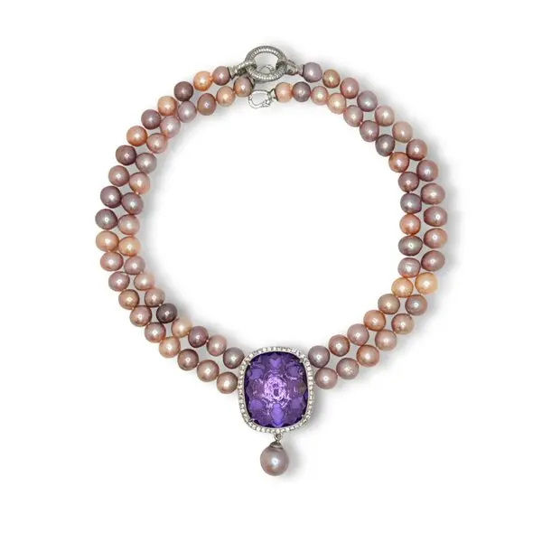 VIEA Aurelia Amethyst Empress Necklace - Brown/yellow