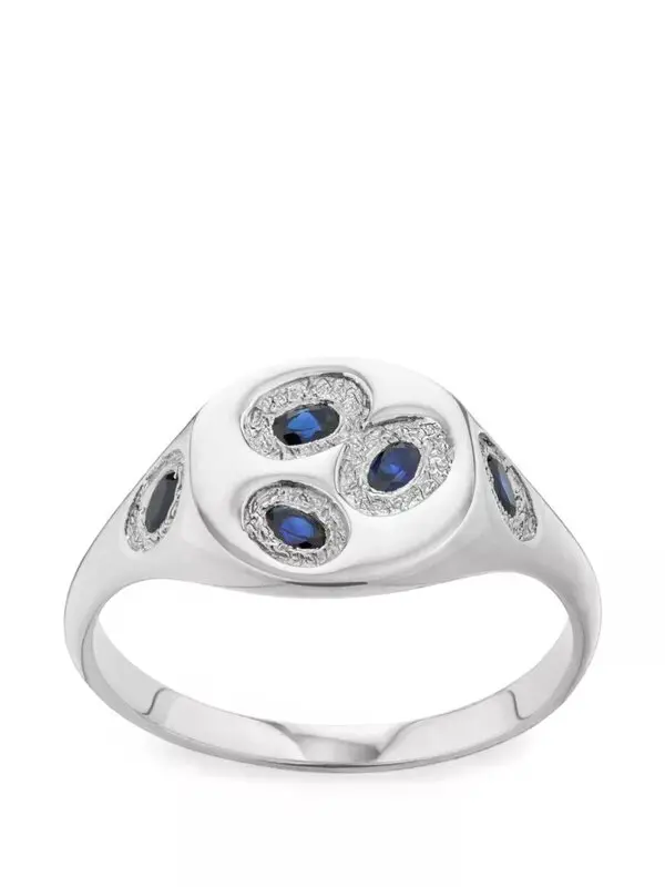 BLEUE BURNHAM Mini Oval Chloroplast Signet Ring - Silver