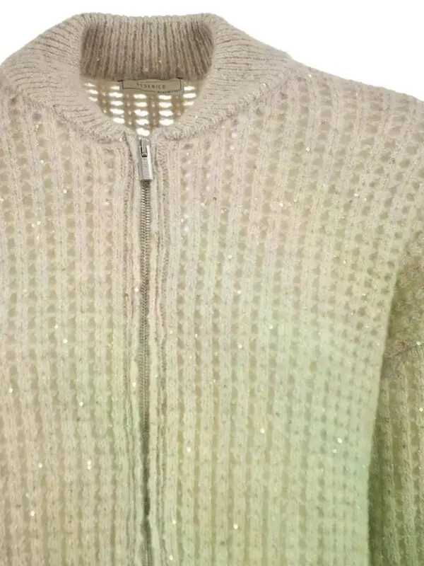 Peserico Waffle-knit Sequin-embellished Cardigan