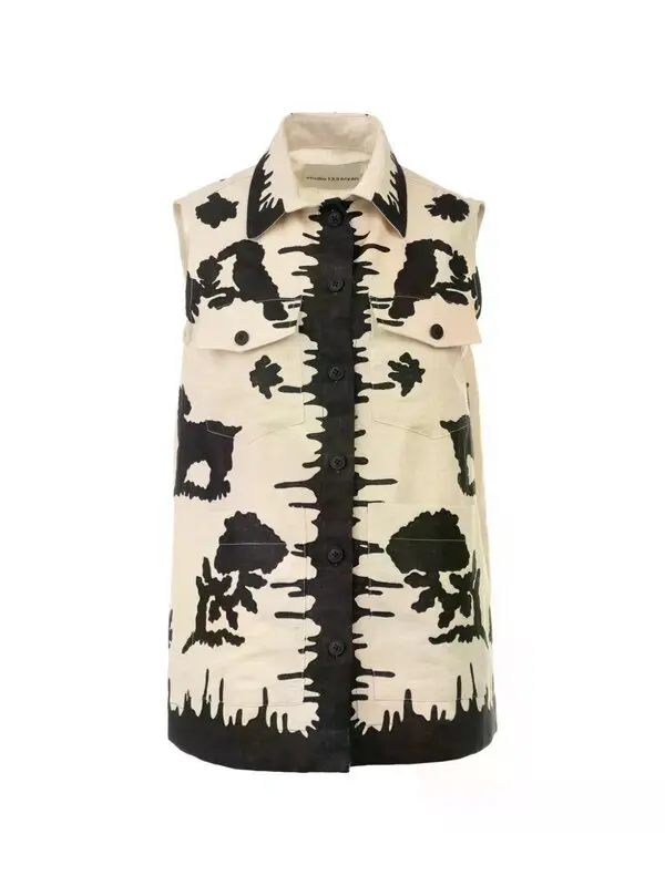 Biyan Graphic-print Sleeveless Shirt - Neutrals