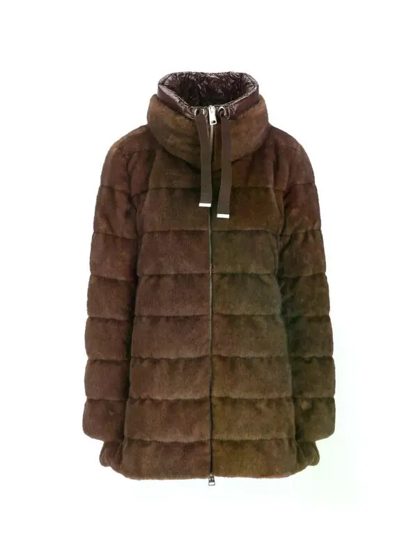 Herno Quilted Faux-fur Coat - Brown