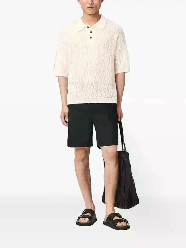 ALLSAINTS Crochet-knit Short-sleeve Polo Shirt