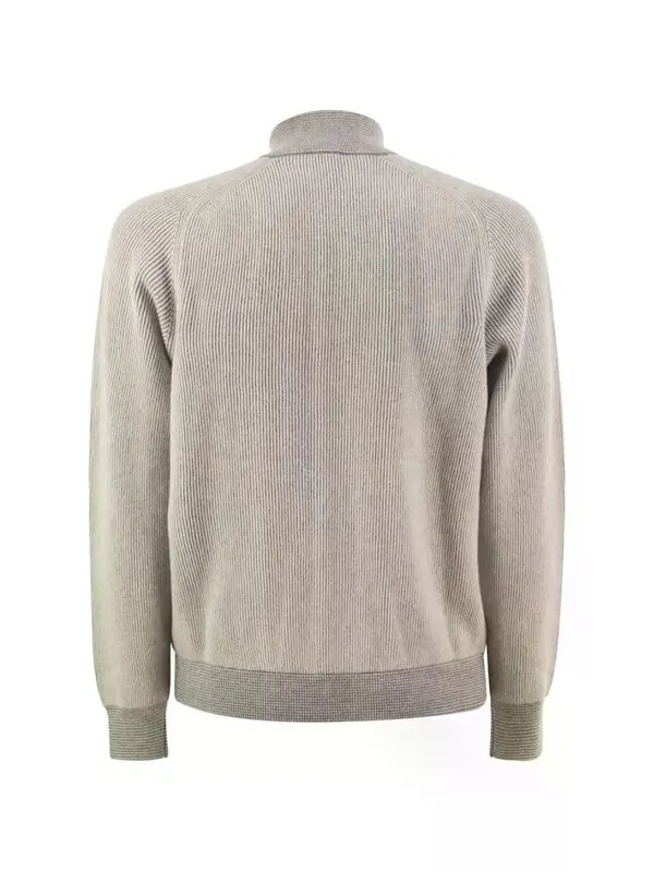 Peserico Ribbed Zip-up Wool Cardigan