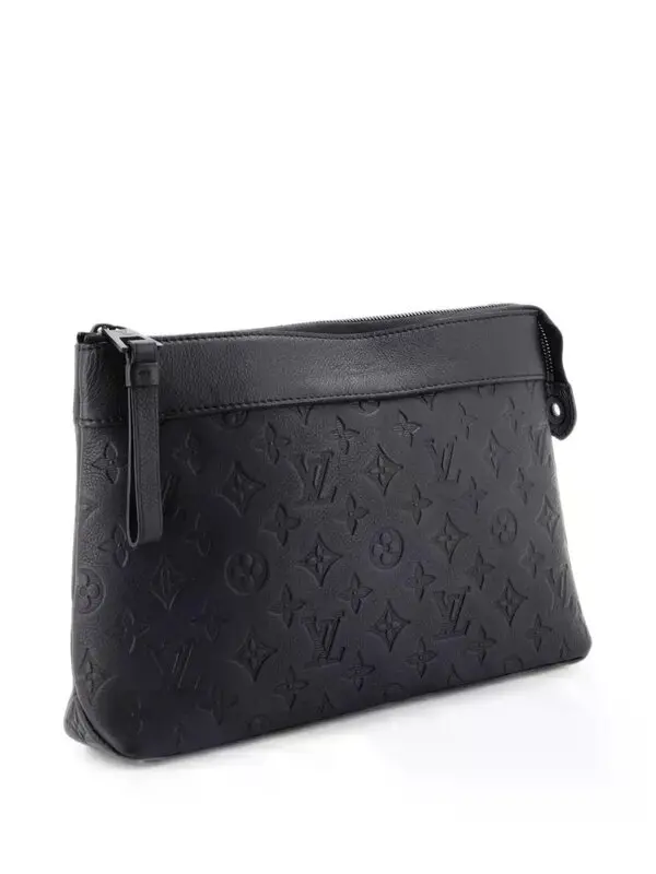 LOUIS VUITTON Pochette Voyage Souple Monogram Shadow Leather Clutch Bag