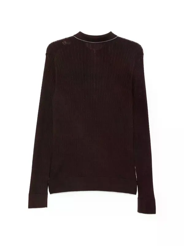 Eleventy Ribbed-knit Half-zip Polo Shirt