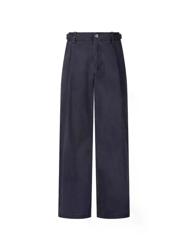 STUDIO TOMBOY Washed Pleated Straight-leg Trousers - Blue