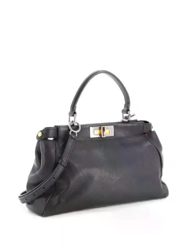 Fendi Peekaboo Bag Soft Leather Regular Shoulder Bag - Black