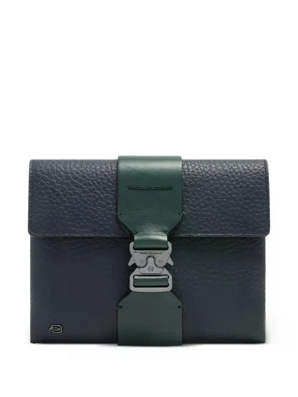 PIQUADRO Buckle-fastening Leather Clutch Bag - Blue
