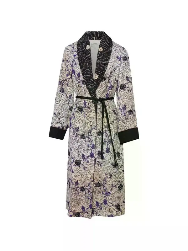 FORTE_FORTE Cherry Blossom Floral-print Belted Coat