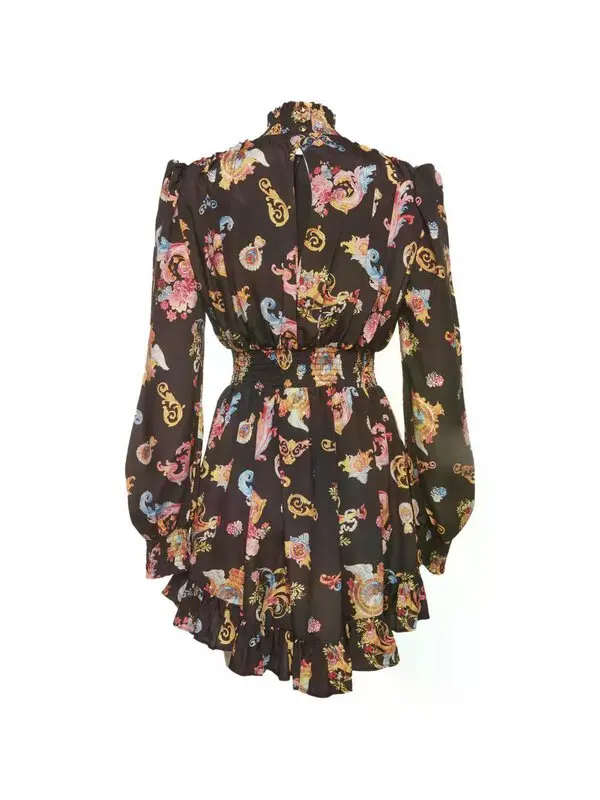 Versace Versailles Print Smocked Mini Dress