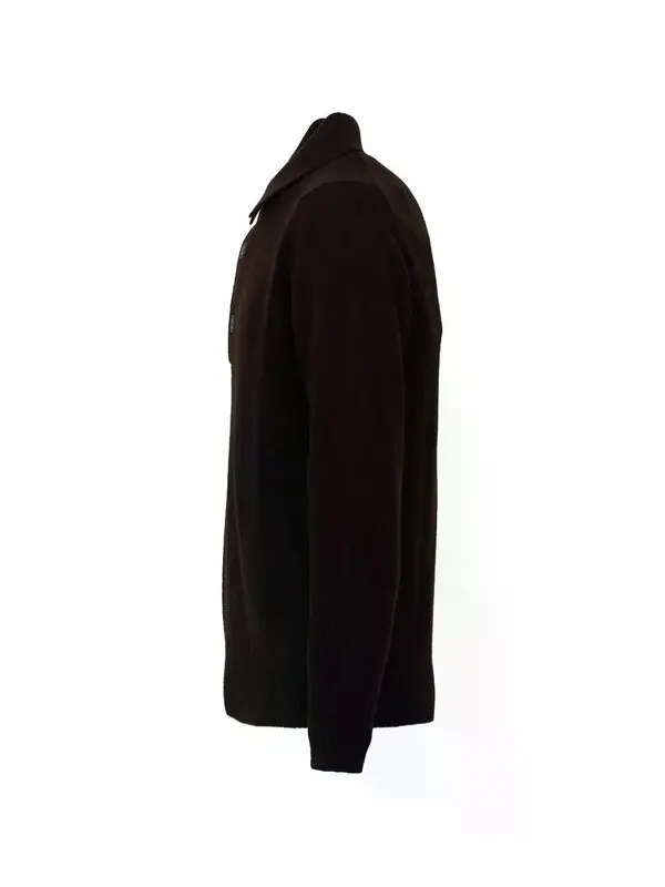 FILIPPO DE LAURENTIIS Ribbed-knit Long-sleeved Polo Shirt