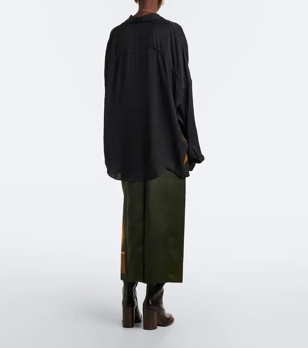Dries Van Noten Printed Satin Midi Skirt