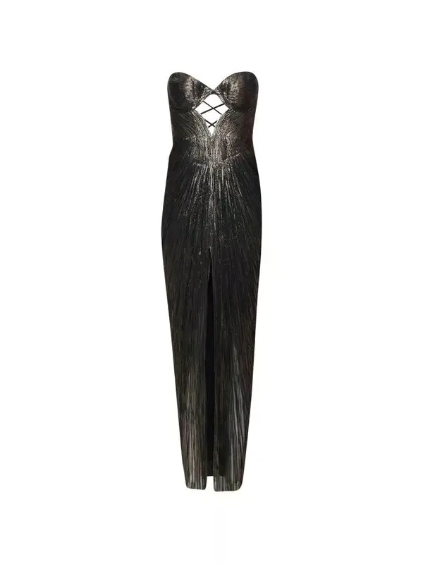 MARIA LUCIA HOHAN Naima Cut-out Plissé-effect Maxi Dress - Grey