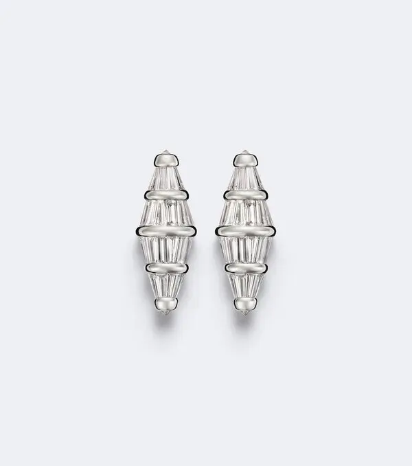 Nikos Koulis Spectrum Large 18kt White Gold Earrings With Diamonds - Silver