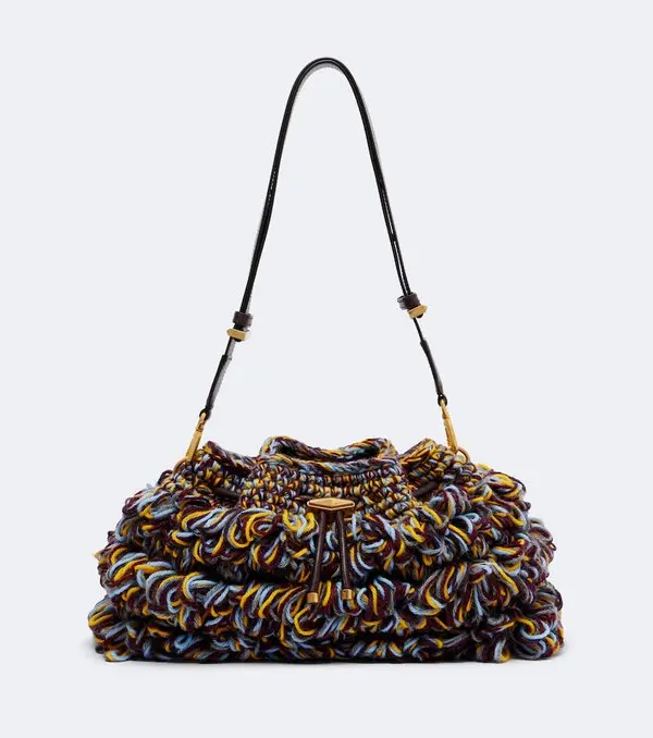 JIMMY CHOO Cinch Medium Knitted Shoulder Bag - Multicoloured