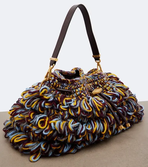 JIMMY CHOO Cinch Medium Knitted Shoulder Bag