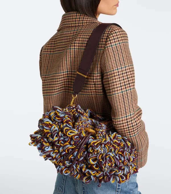 JIMMY CHOO Cinch Medium Knitted Shoulder Bag