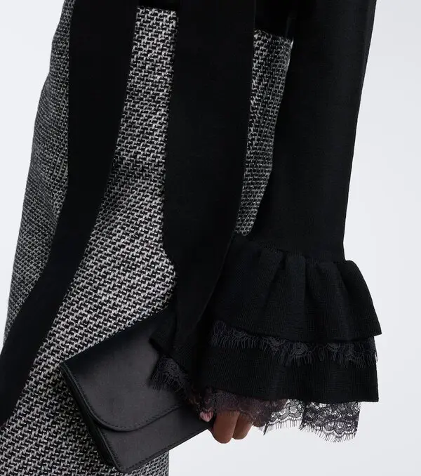 Nina Ricci Lace-trimmed Wool-blend Top