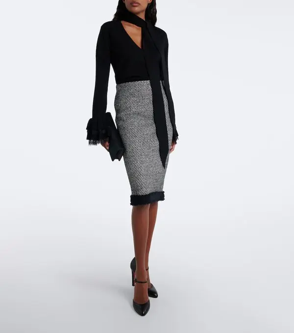 Nina Ricci Lace-trimmed Wool-blend Top