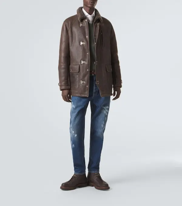 Brunello Cucinelli Shearling-lined Leather Jacket
