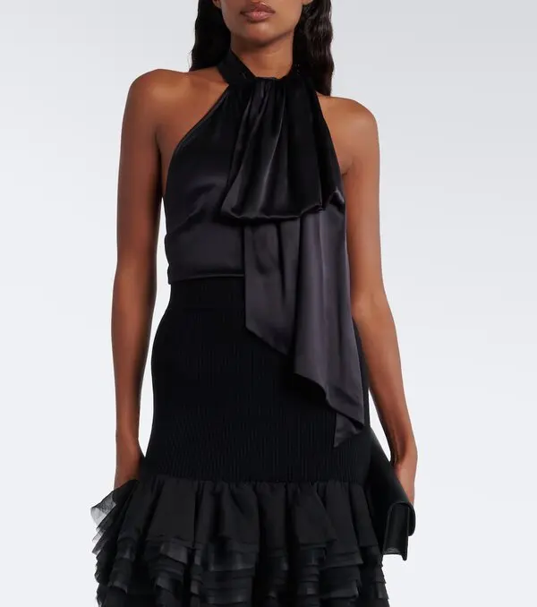 Nina Ricci Silk-blend Satin Top - Black