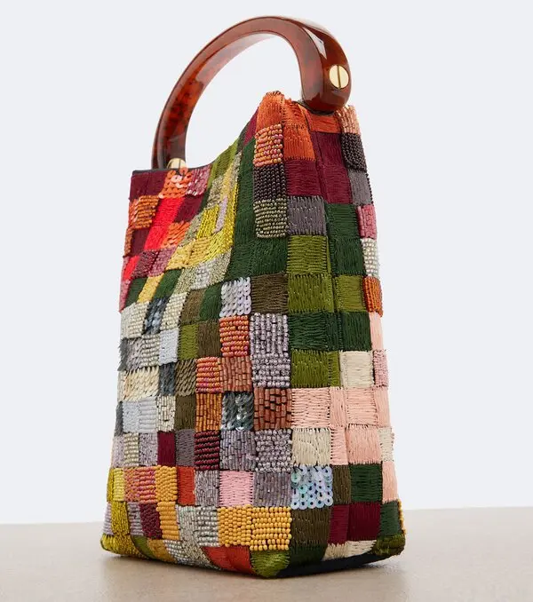 Dries Van Noten Small Sequined Patchwork Top-handle Bag